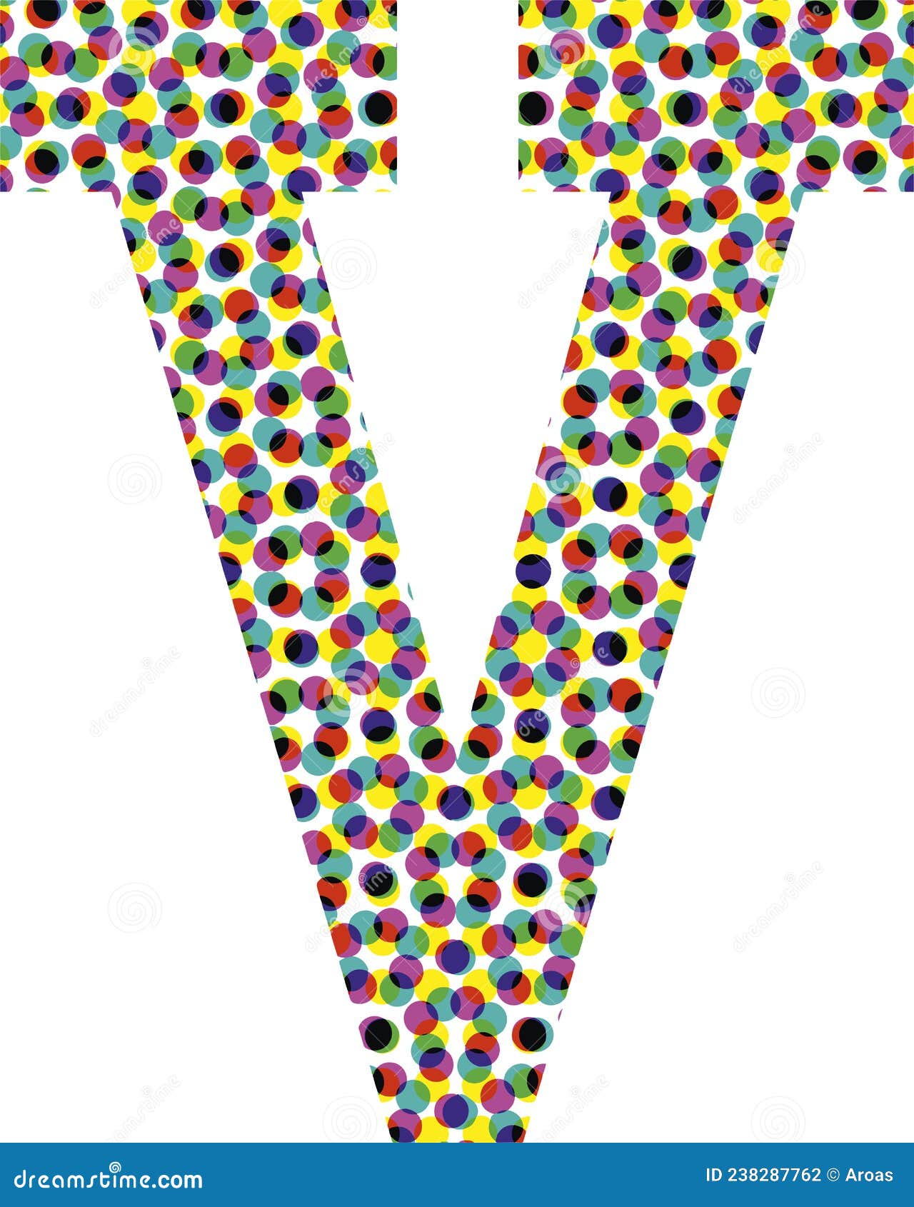 Colorful Halftone Font Design LETTER V Stock Vector - Illustration of ...