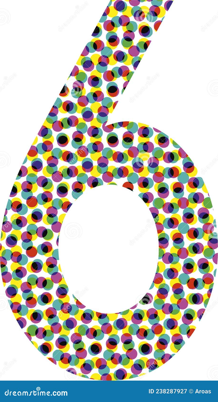 Colorful Halftone Font Design NUMBER 6 Stock Vector - Illustration of ...