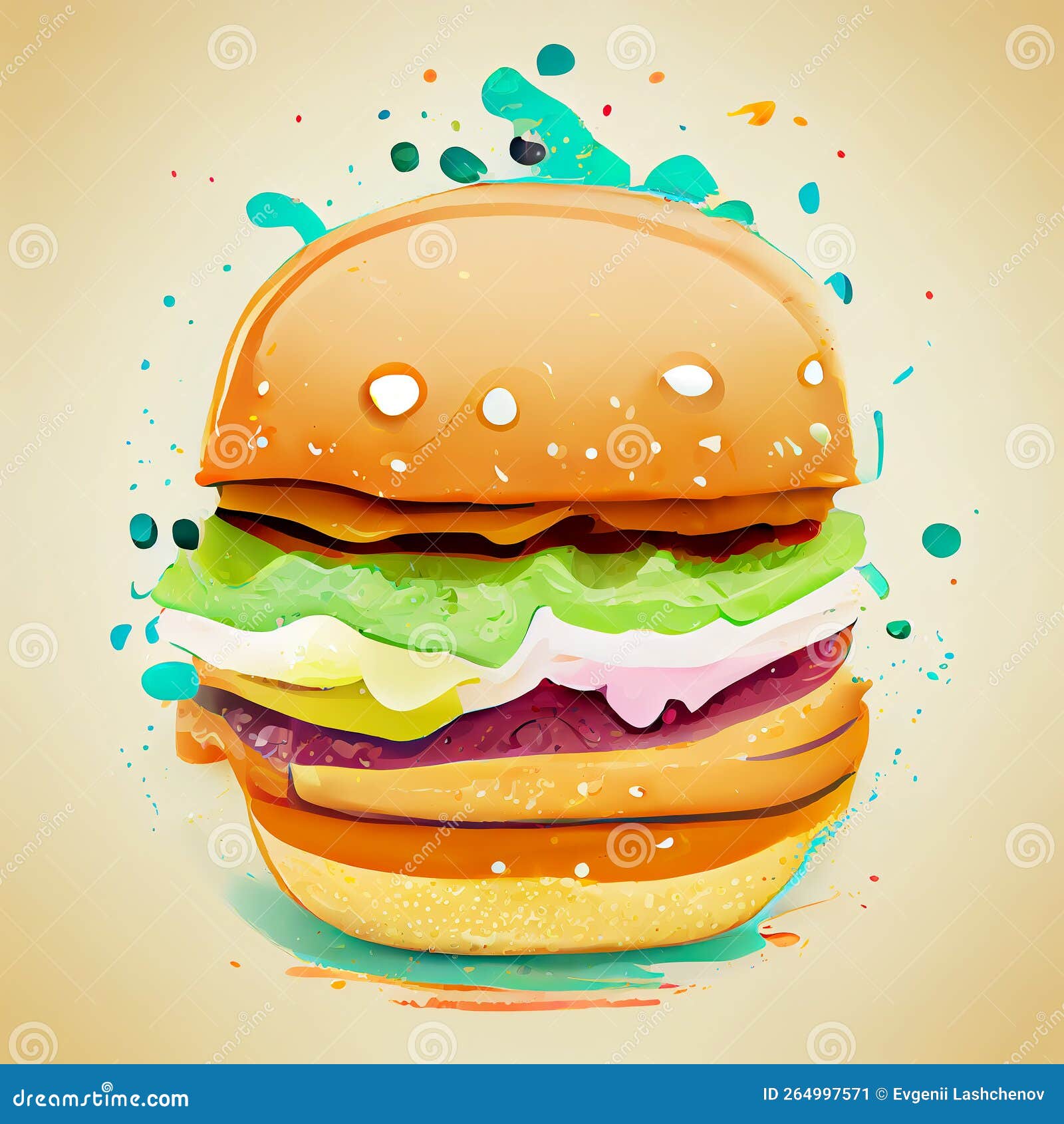 Colorful Hamburger Stylized Illustration. Fast Food Logo. Hamburger ...