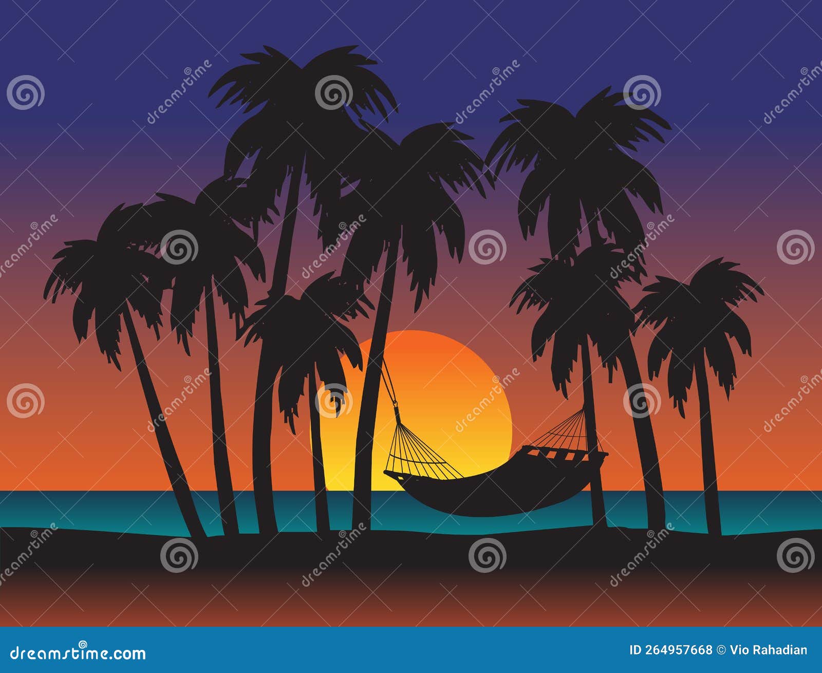 Colorful Hammock on Beach Isolated Stock Illustration - Illustration of ...