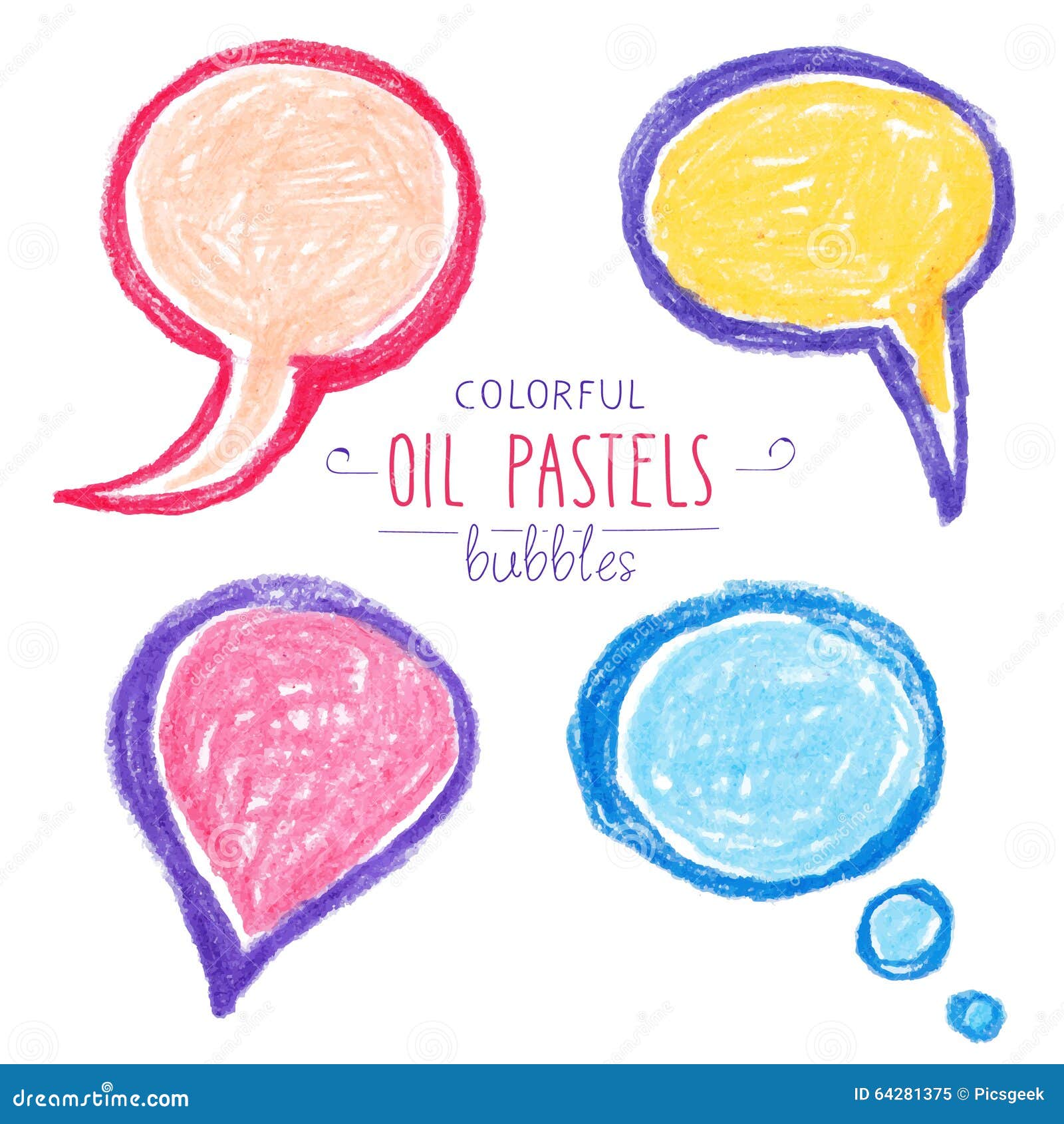 Colorful Hand Draw Bubbles Set. Stock Vector - Illustration of poster ...