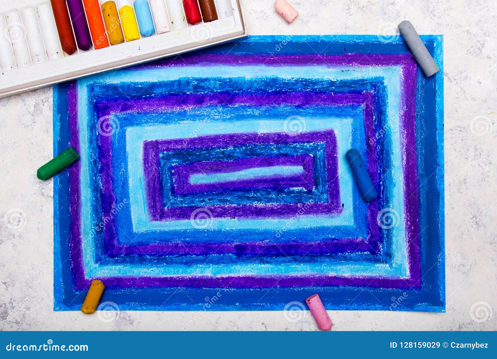 Colorful Hand Drawing: Blue Rectangles Stock Illustration ...