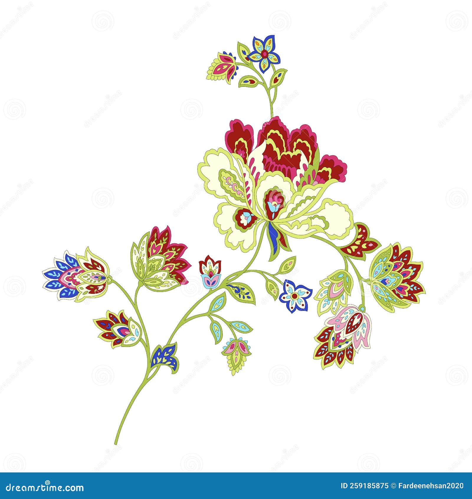 Colorful Hand Drawn Abstract Jacobean Flower Bunch Stock Vector ...