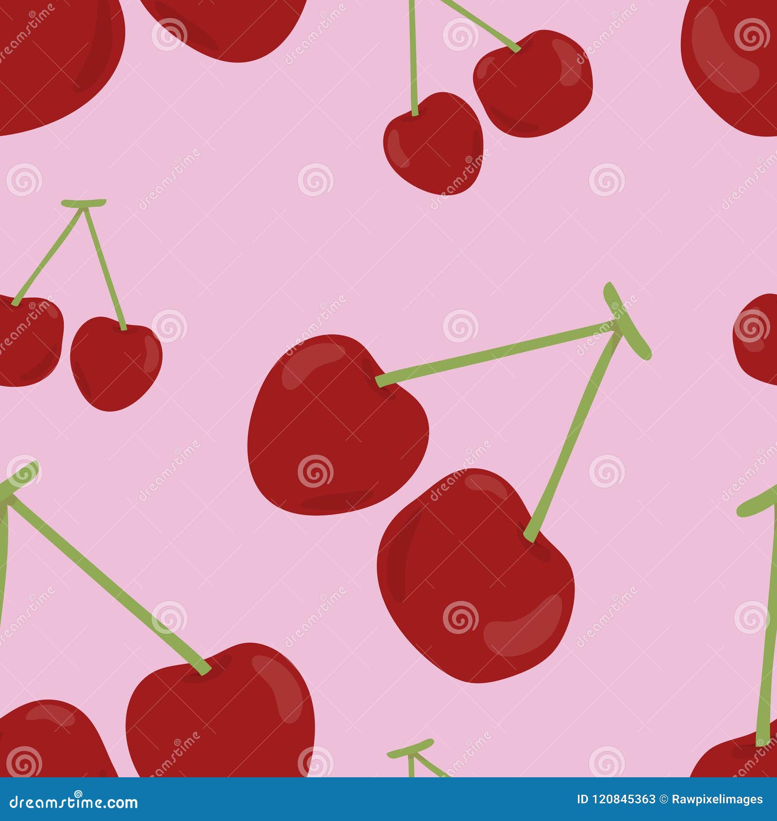 Colorful Hand Drawn Cherry Pattern Stock Vector - Illustration of ...