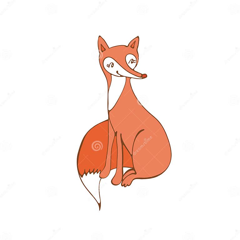 Colorful Hand Drawn Illustration of Fox Character Stock Vector ...