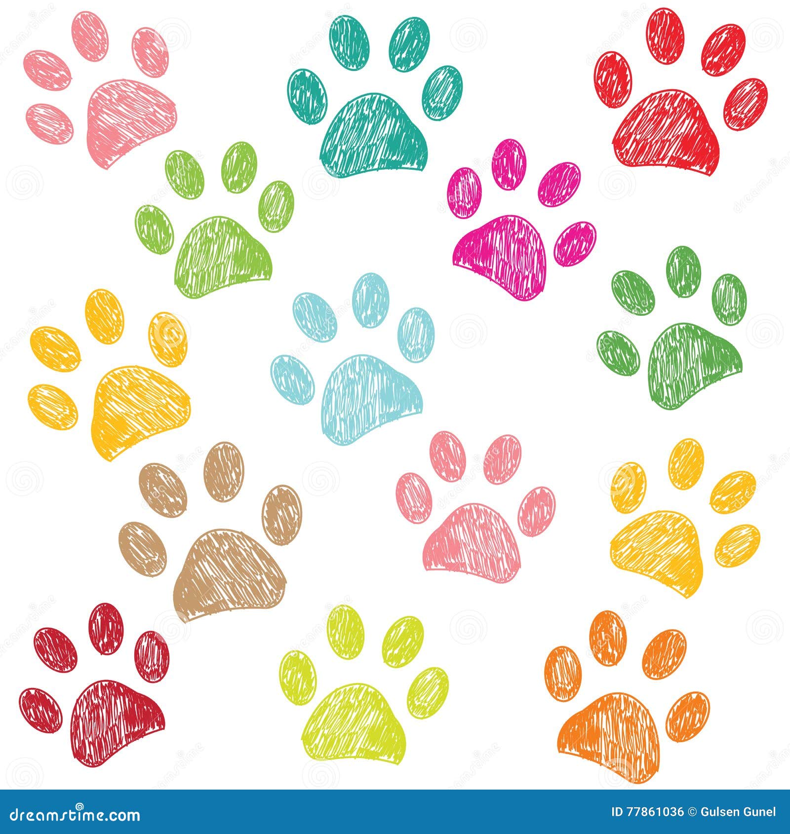 Colorful Dog Paw Prints