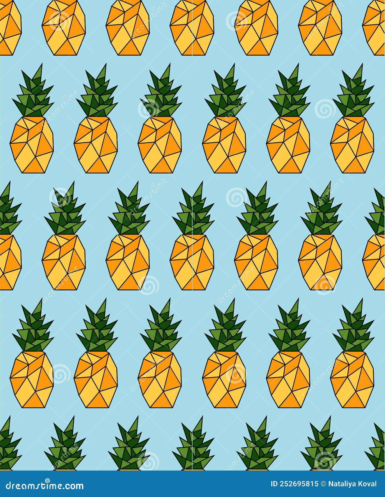 Colorful Hand Drawn Pineapple and Triangle Seamless Pattern Background Stock Vector ...