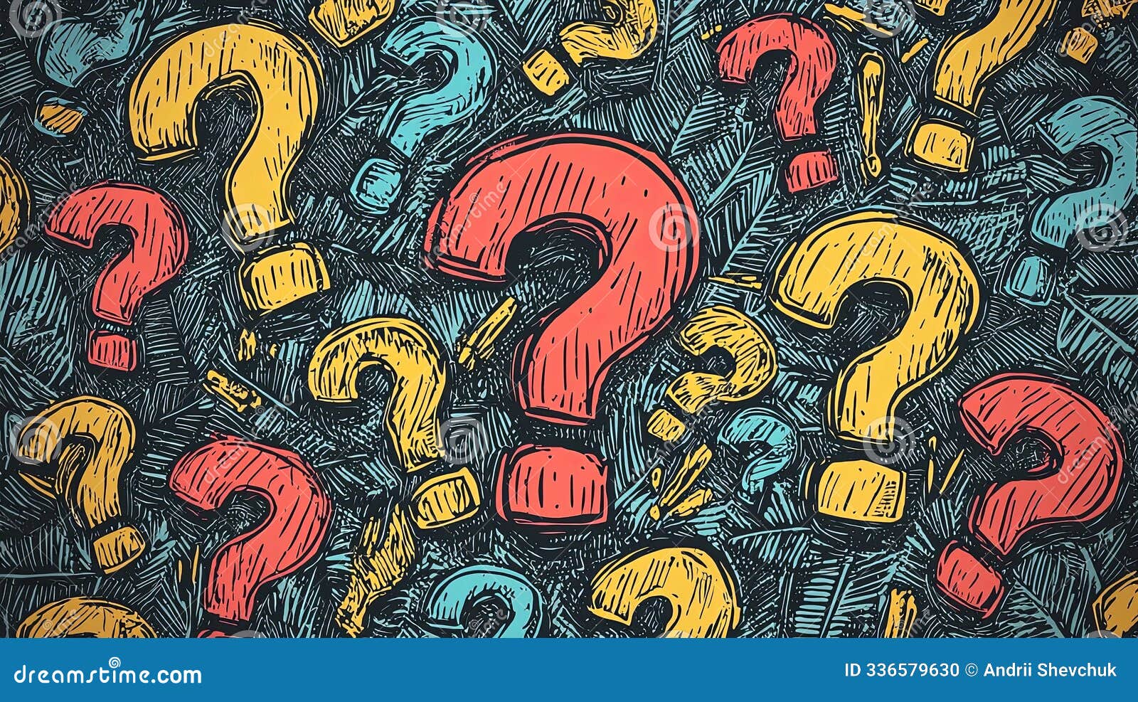 Colorful Hand-drawn Question Marks on Textured Background Stock ...