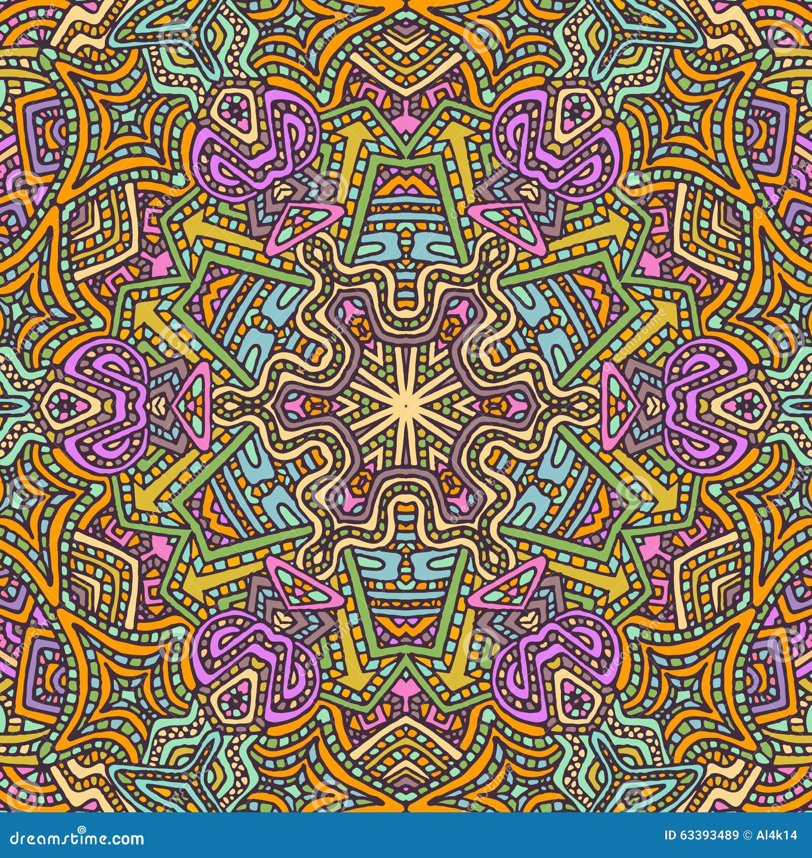 Colorful Hand Drawn Seamless Pattern Illustration Stock Vector ...