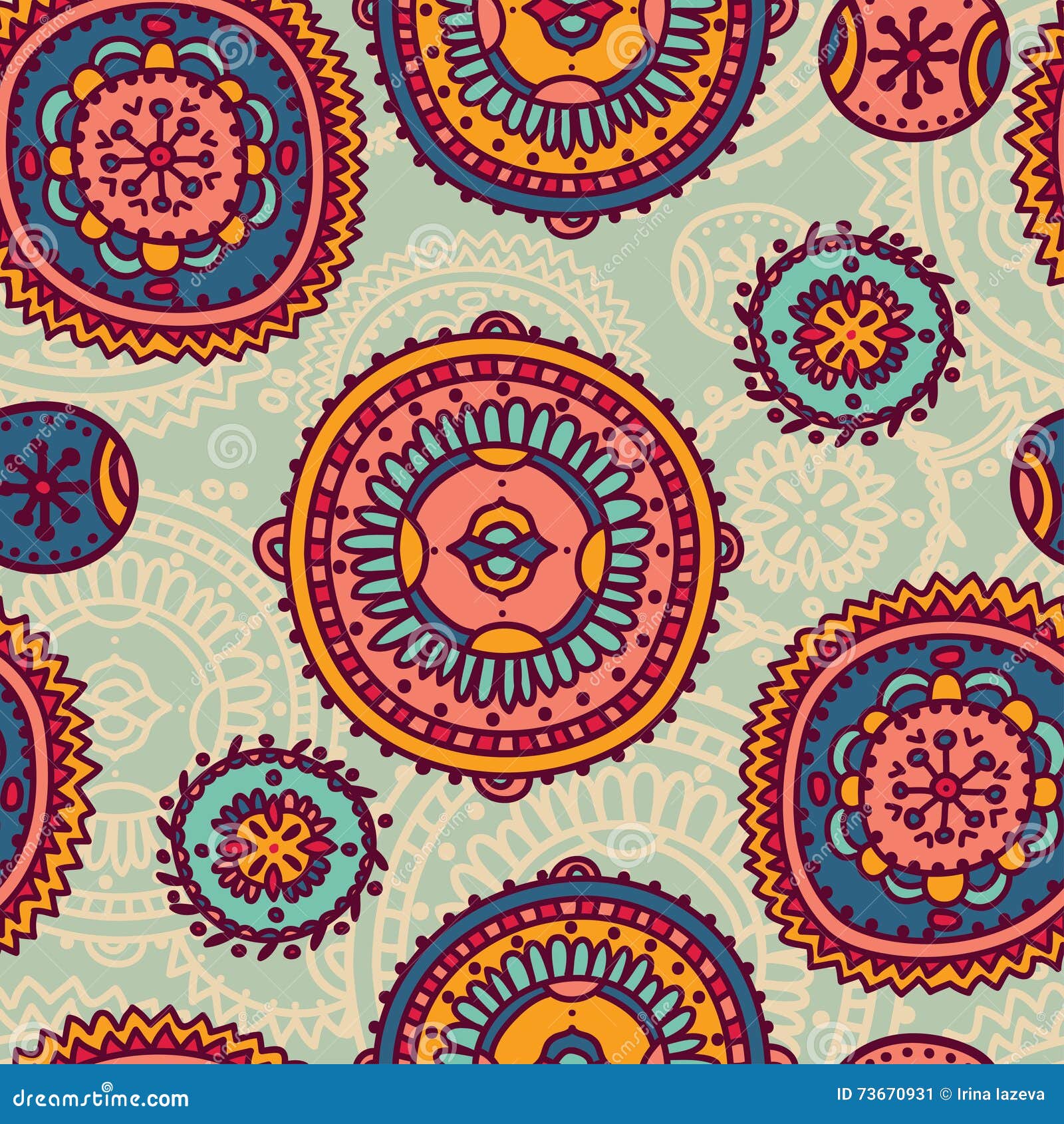 Colorful Hand Drawn Seamless Pattern Stock Vector - Illustration of ...