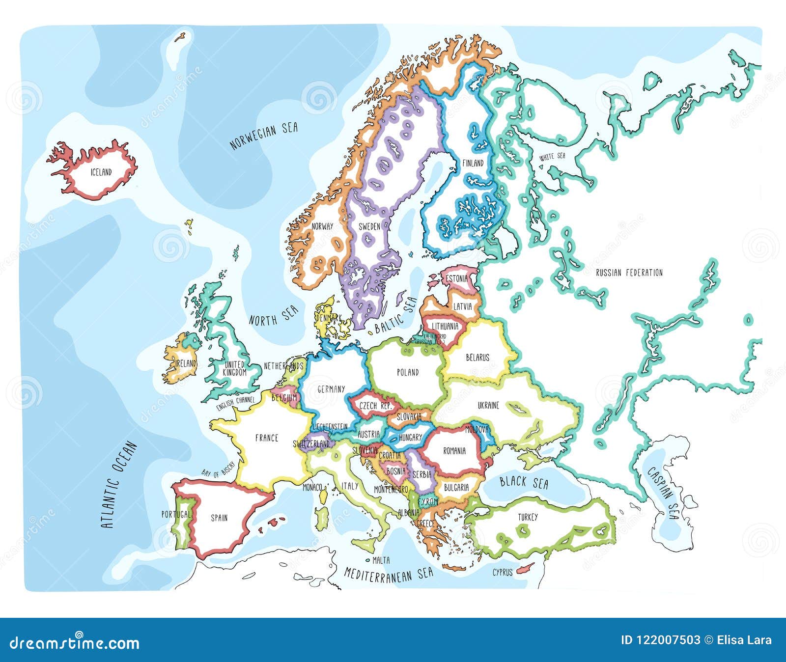 Colorful Hand Drawn Vector Map of Europe Stock Illustration ... Colorful Hand Drawn Vector Map of Europe Stock Illustration ...
