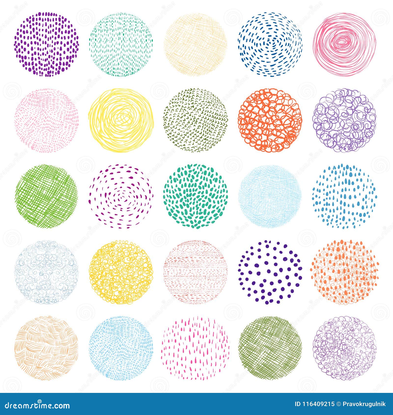 Colorful Hand Drawn Vector Texture Circles Stock Vector - Illustration ...