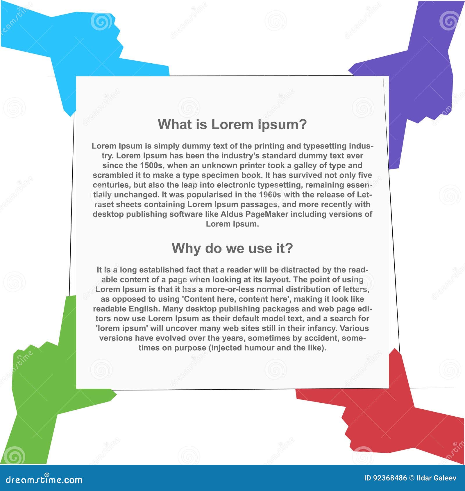 Colorful Hand in the Form of a Gun Holding Blank Board Stock Vector ...