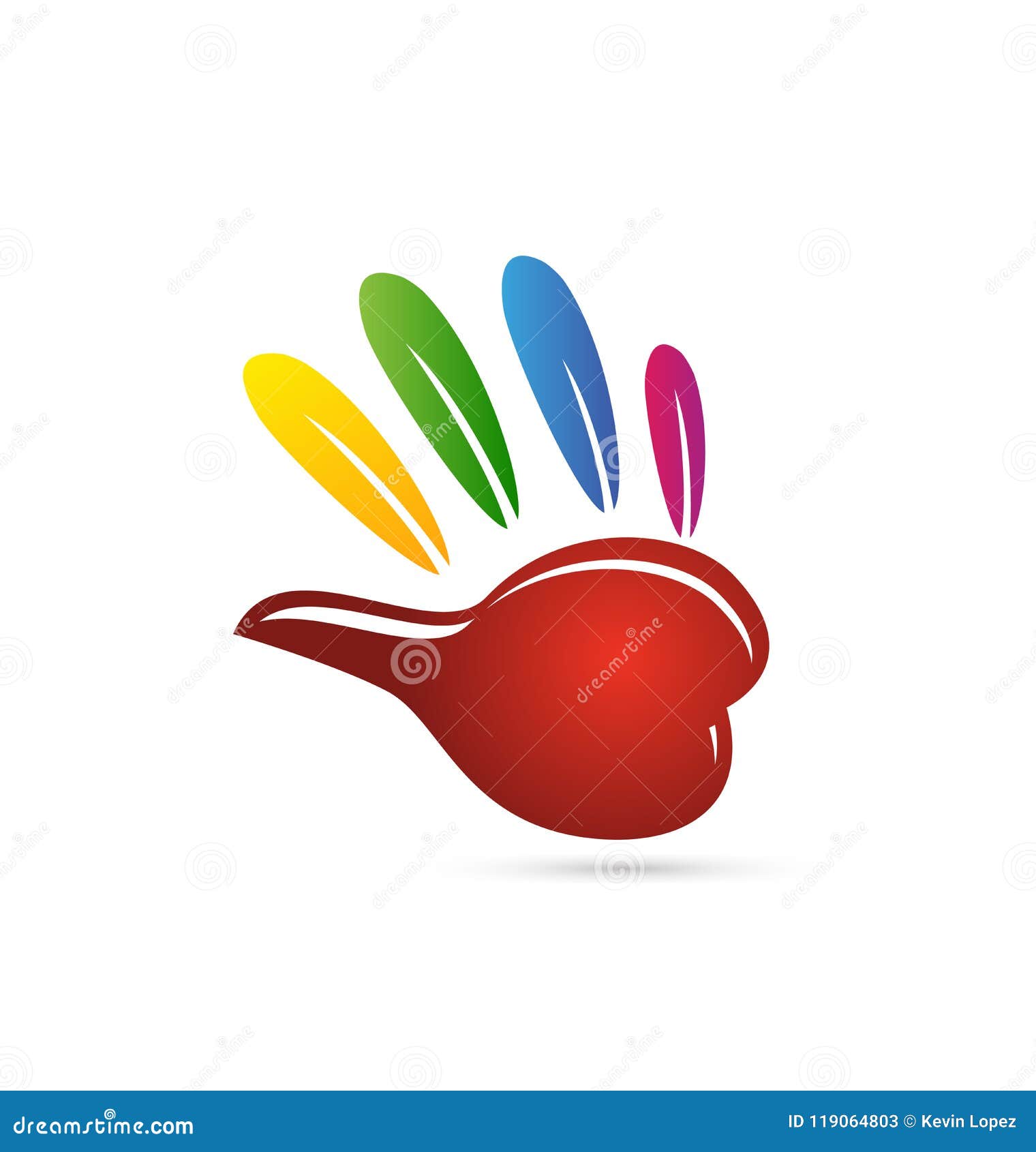 Colorful hand icon stock vector. Illustration of love - 119064803