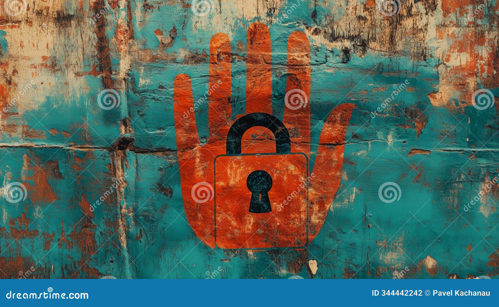 Colorful Hand with Lock Symbolizes Safety Stock Photo - Image of safety ...