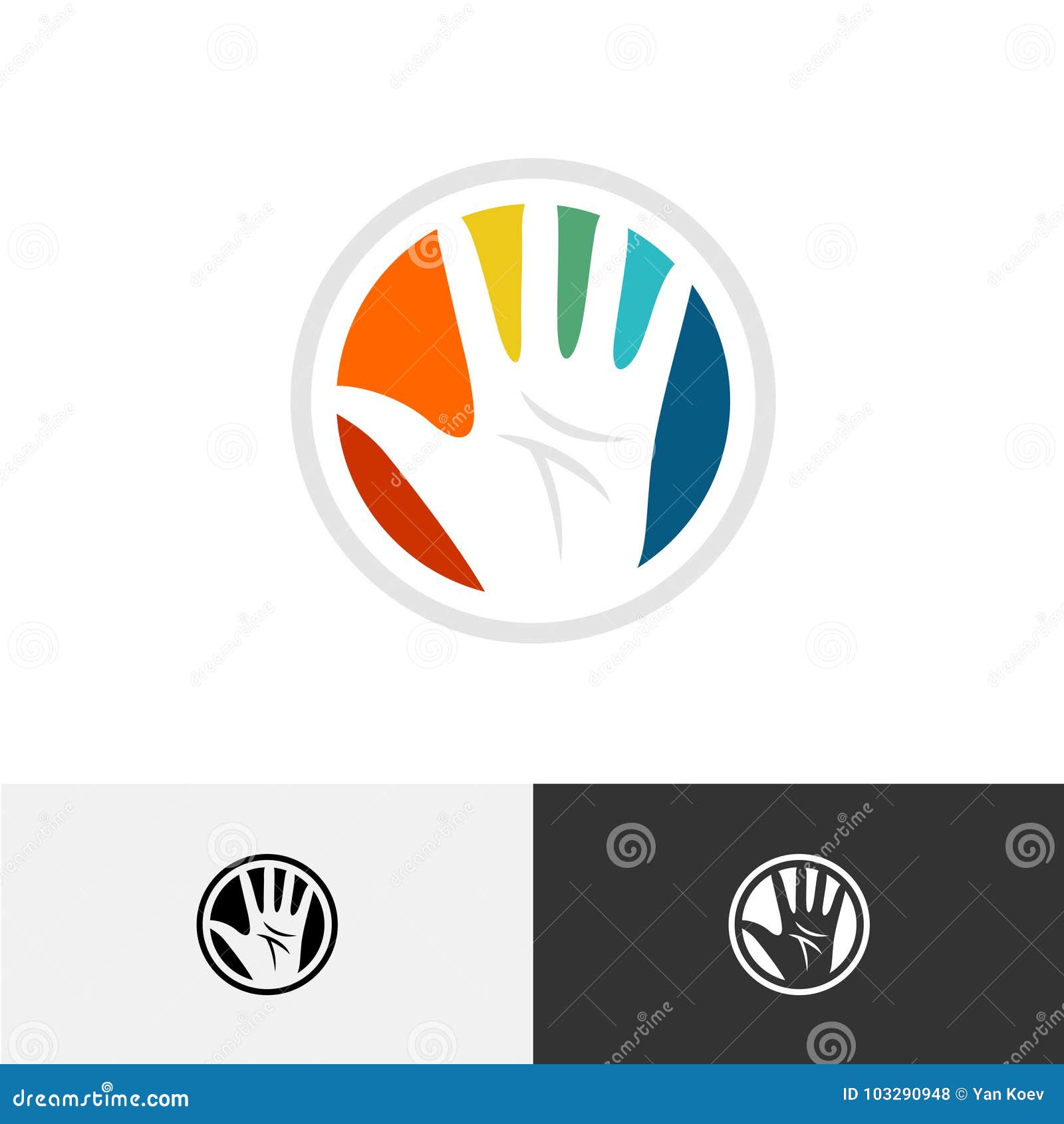 Colorful hand logo stock vector. Illustration of open - 103290948
