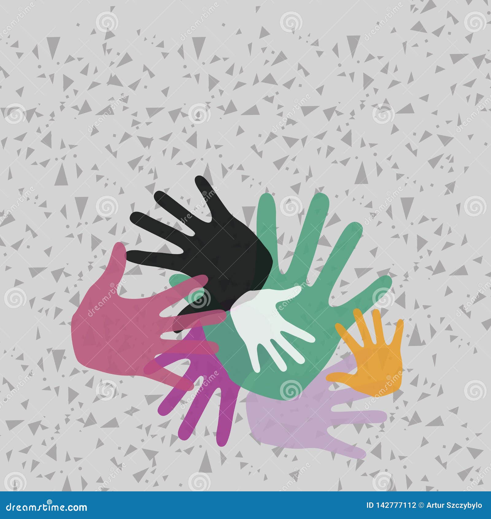 Colorful Hand Marks of Different Sizes Overlapping Overlaying. Creative ...