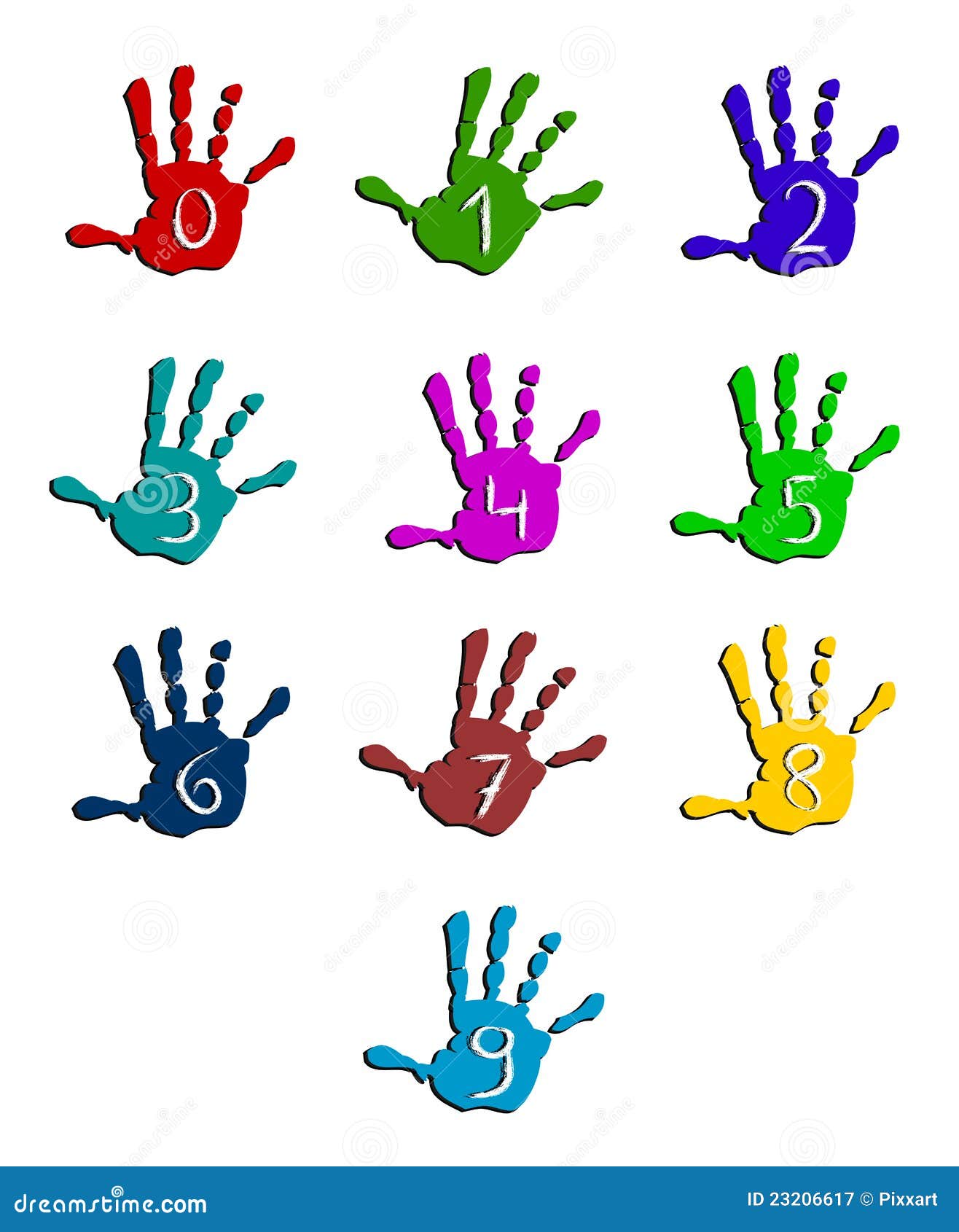 Colorful hand numbers stock vector. Illustration of print - 23206617