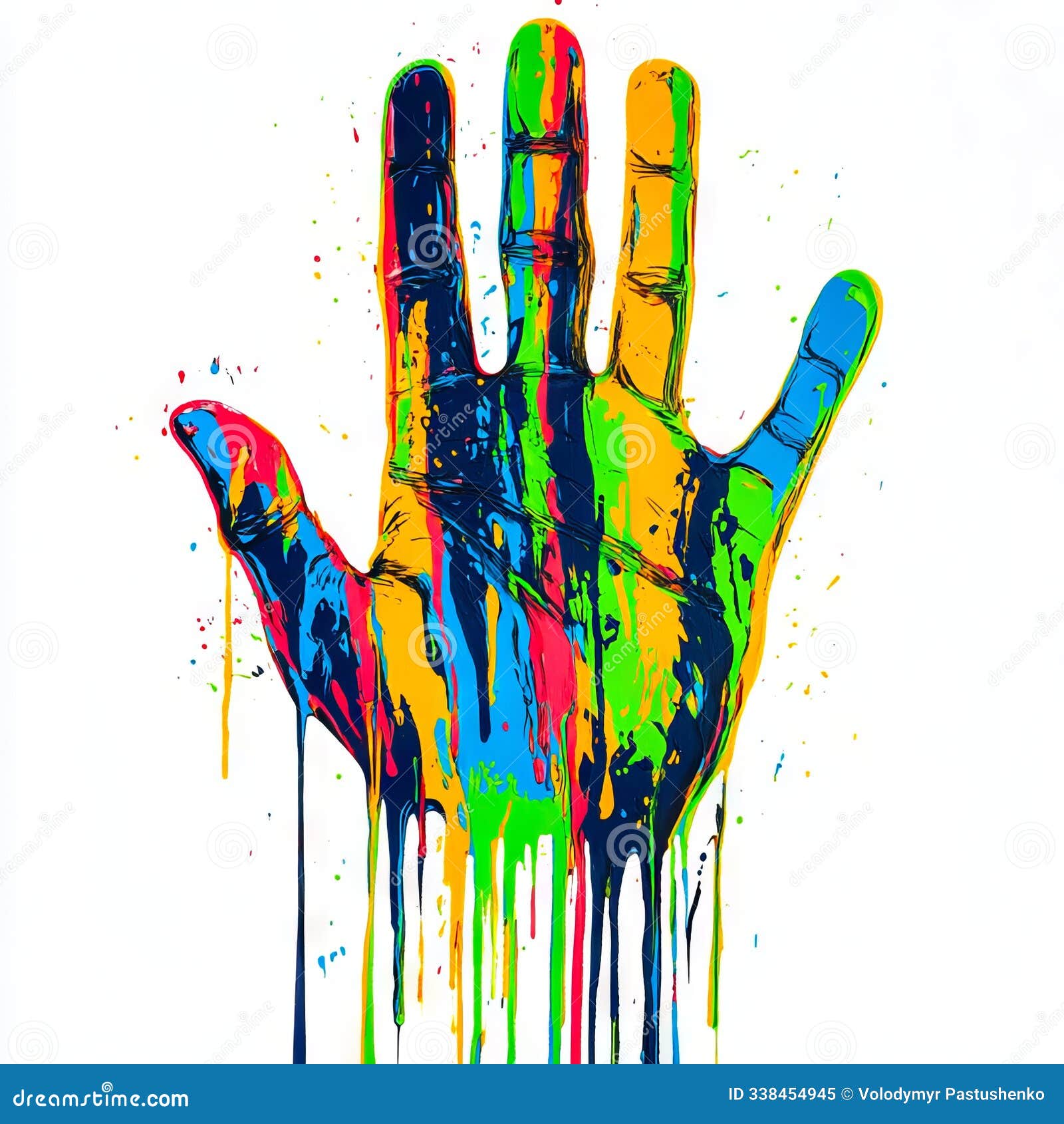 A Colorful Hand with Paint Splattered on it Stock Image - Image of ...