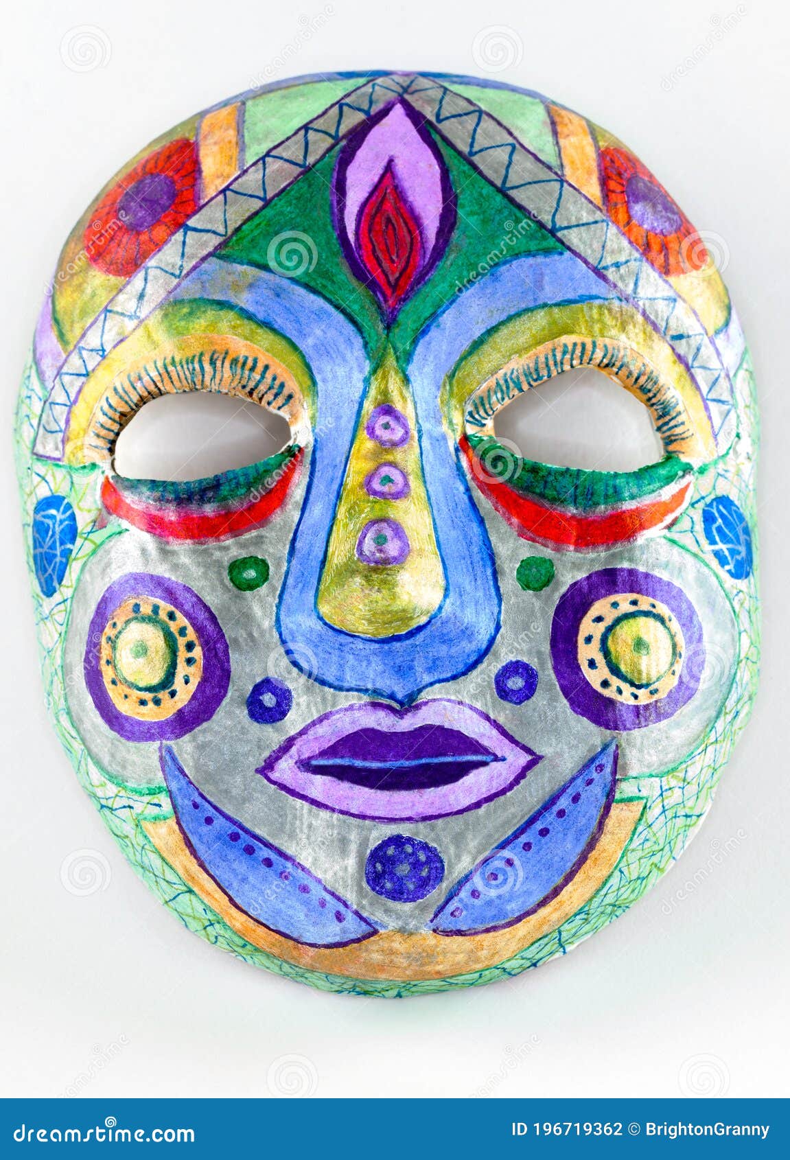 Colorful hand painted mask stock photo. Image of painted - 196719362