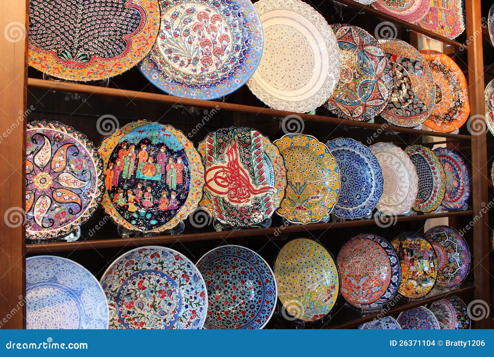 Colorful Hand Painted Plates Stock Photo - Image of turkey, variety ...
