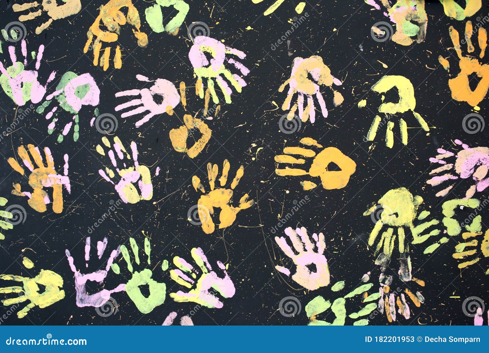 Colorful Hand Painting on Black Background Stock Illustration ...