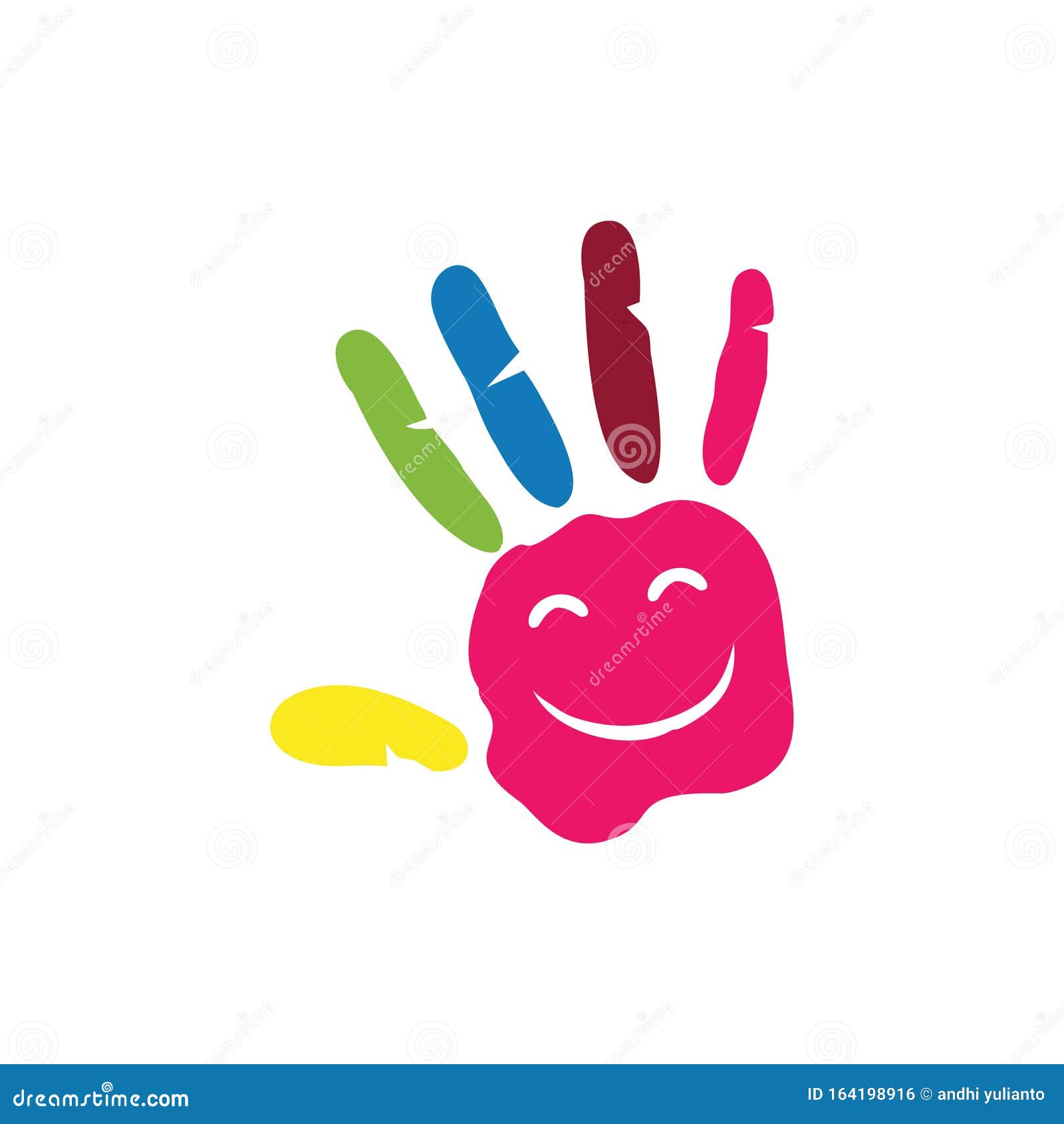 Colorful Hand Palm Print with Happy Face Vector Logo Design Stock ...