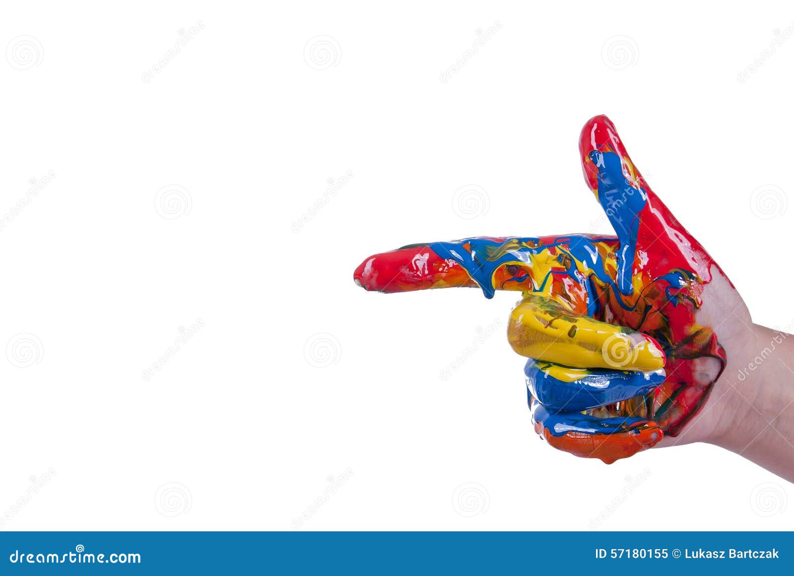 Colorful hand pointing stock image. Image of yellow, cheerful - 57180155