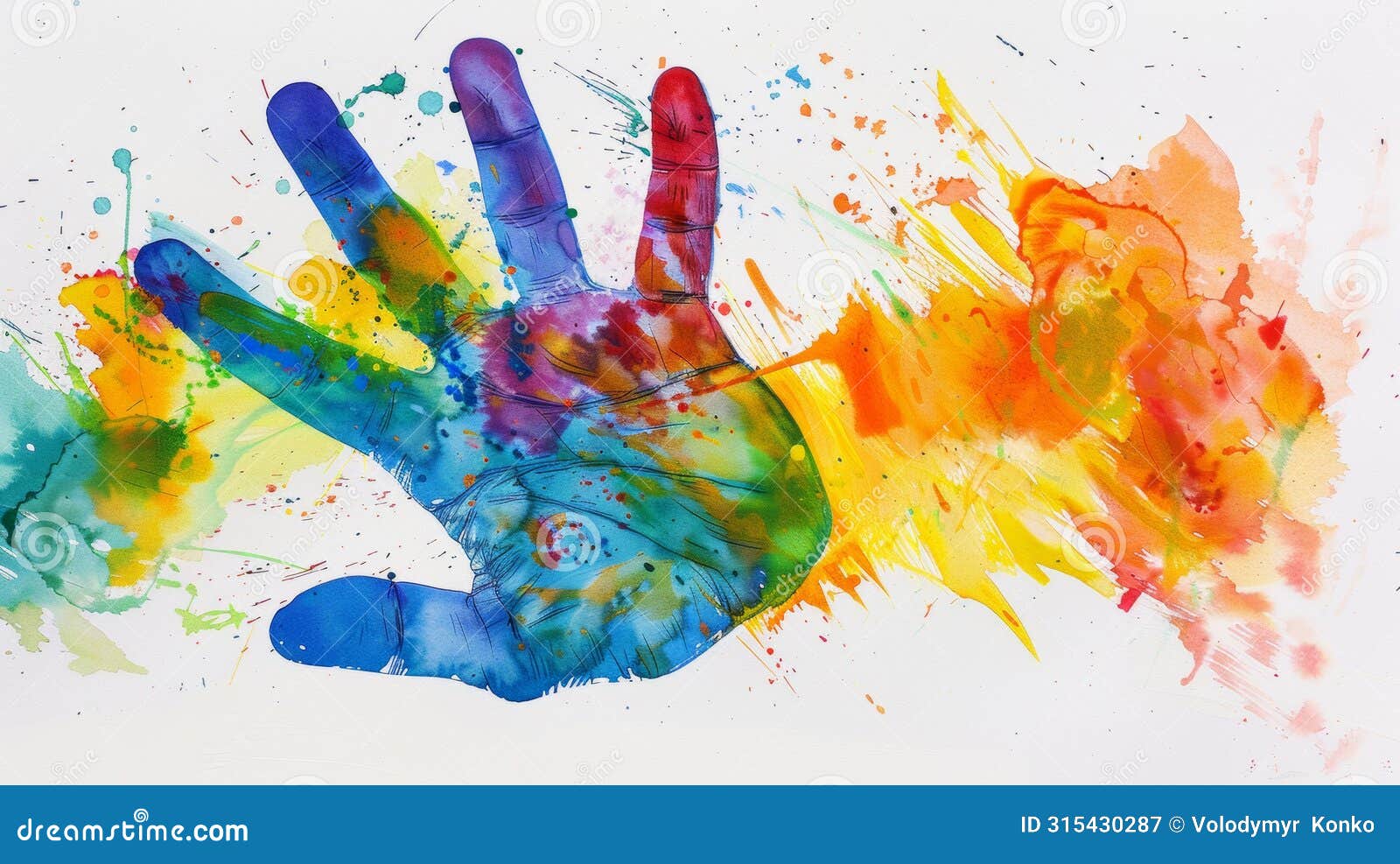 A Colorful Hand Print on a White Background Stock Image - Image of ...