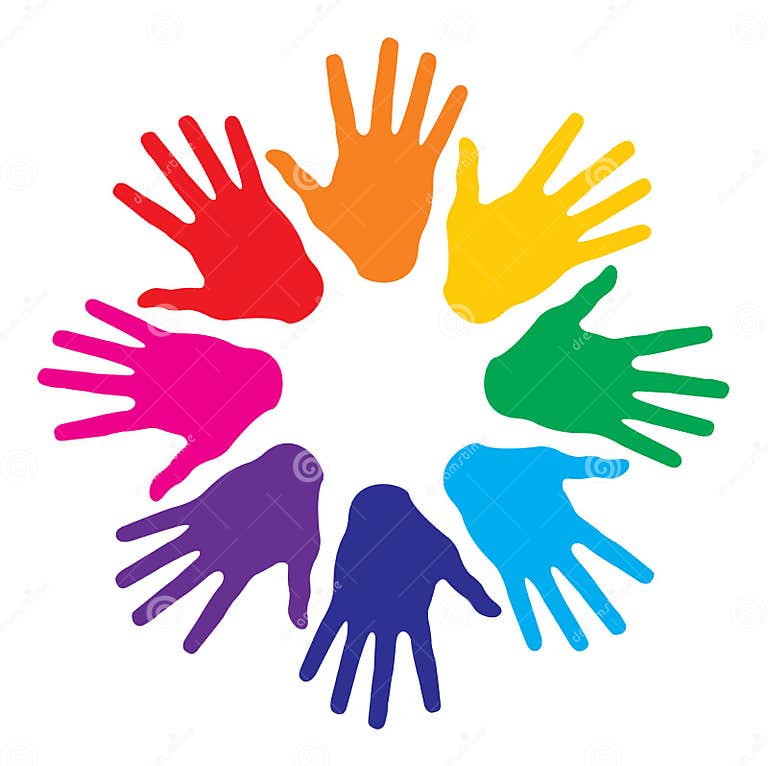 Colorful hand prints stock vector. Illustration of friendship - 23284658