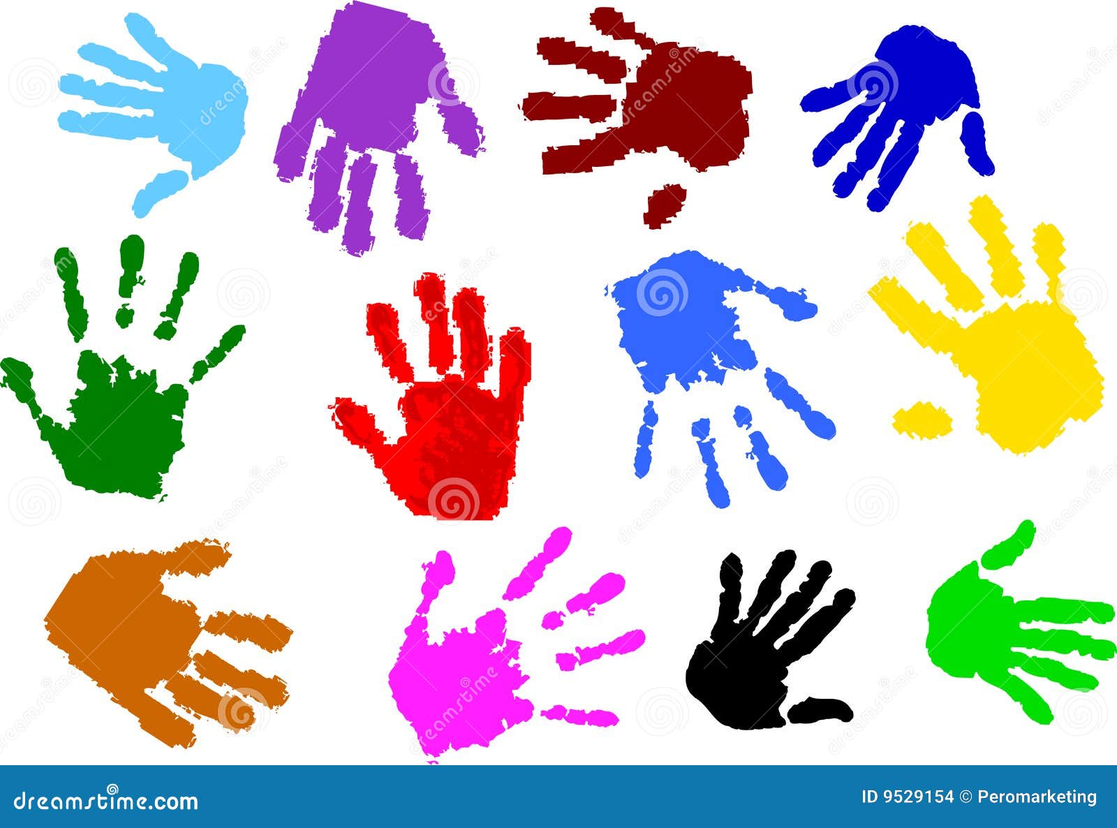 Colorful hand prints stock illustration. Illustration of open - 9529154