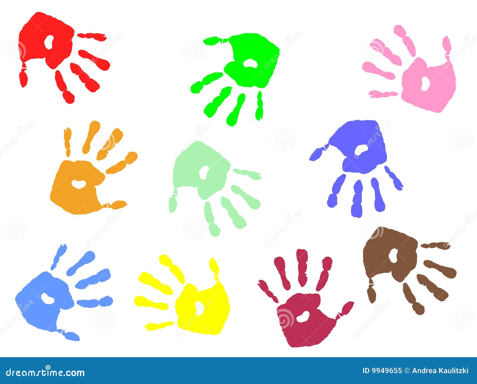 Colorful hand prints stock vector. Illustration of orange - 9949655
