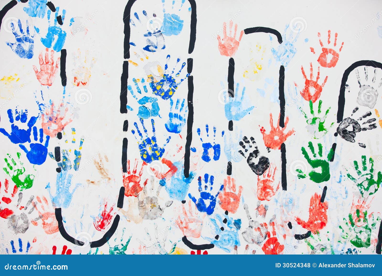 Colorful hand prints stock photo. Image of green, child - 30524348
