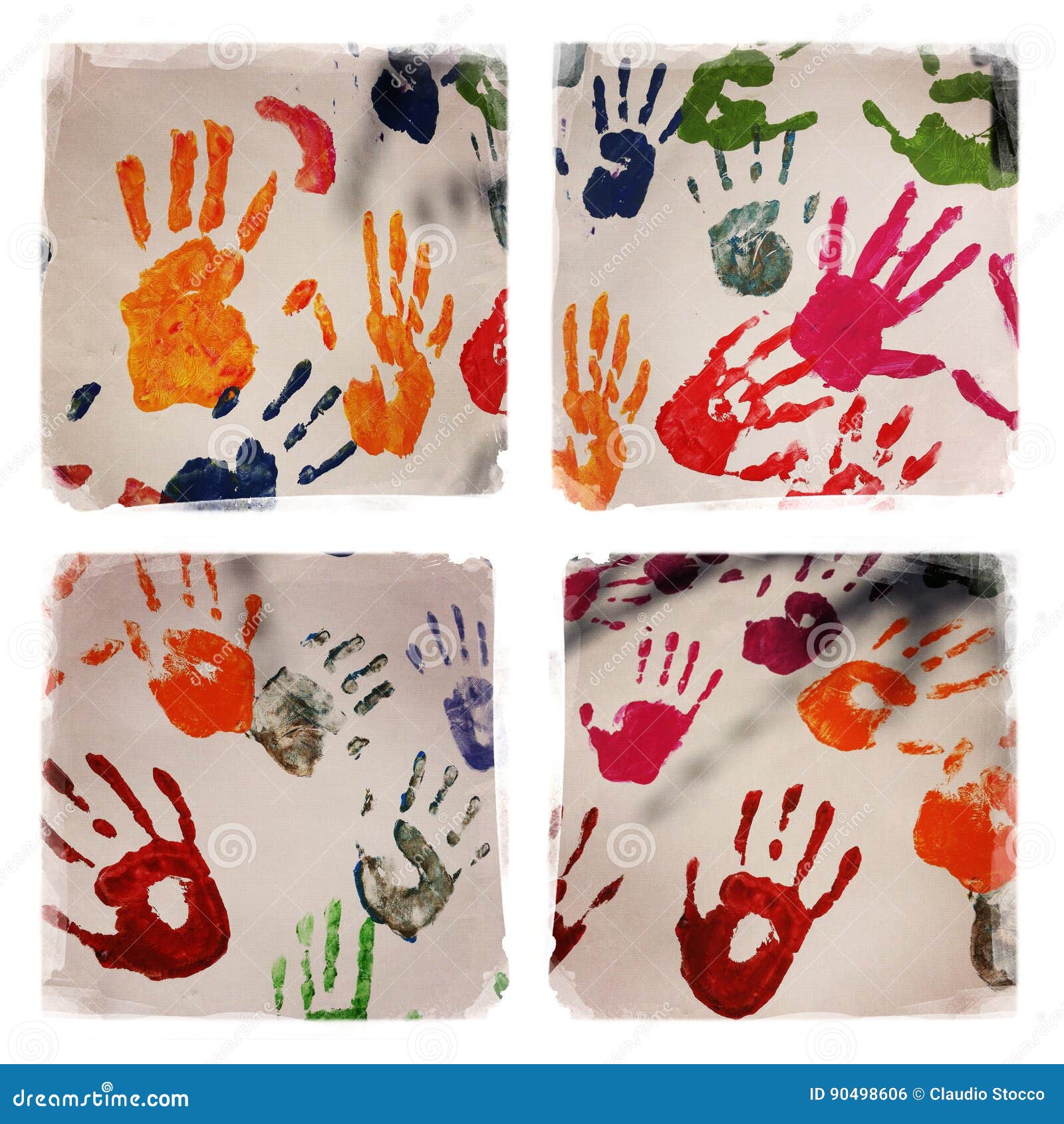 Colorful Hand Prints Collage Stock Photo - Image of wall, iphoneography ...