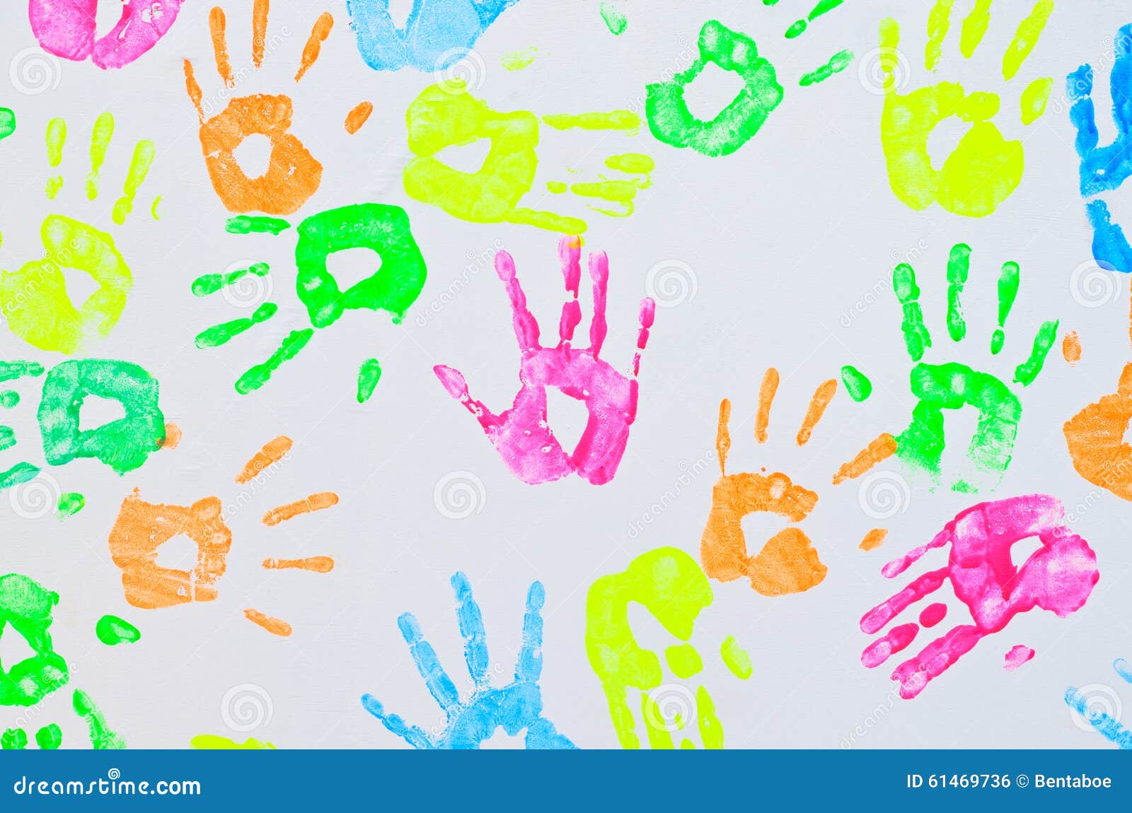 Colorful Hand Prints on a Wall Stock Photo - Image of creativity, human ...