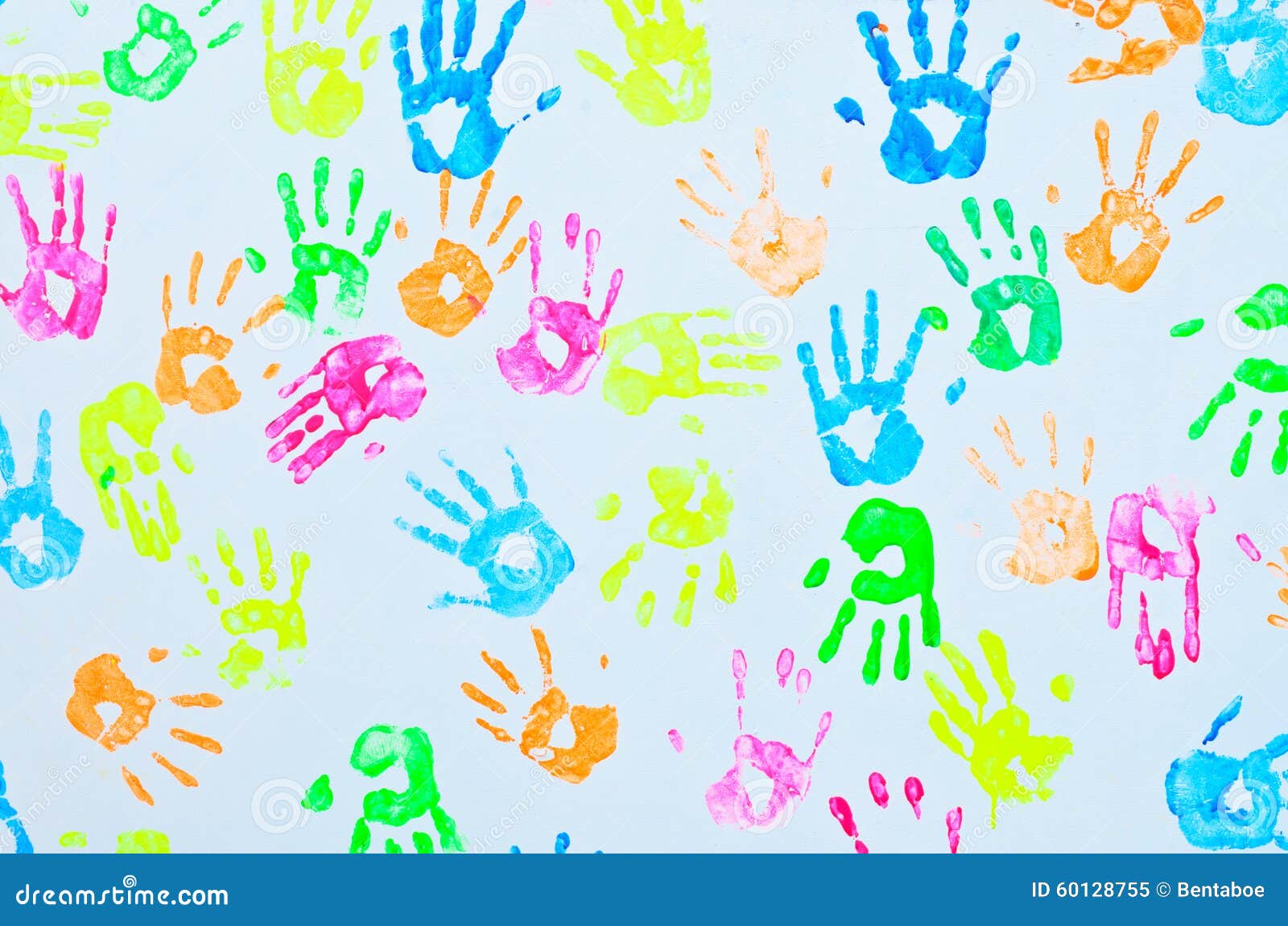 Colorful Hand Prints on a Wall Stock Image - Image of education, craft ...