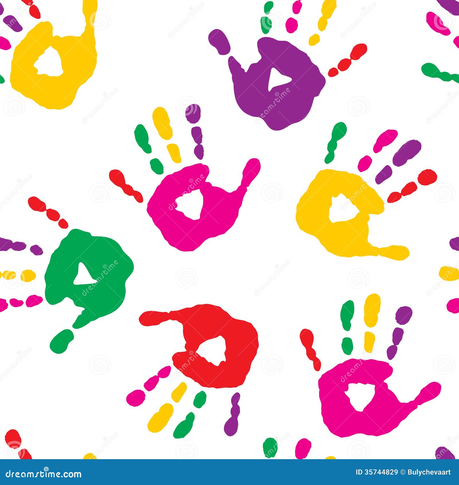 Colorful Hand Prints on White Background Stock Vector - Illustration of ...