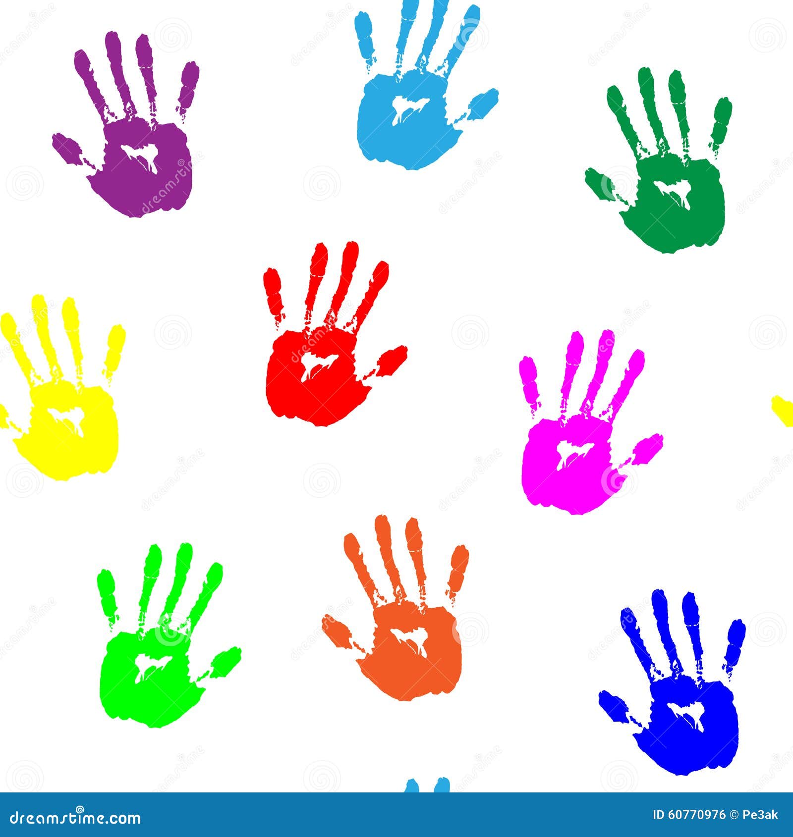 Colorful Hand Prints on White Background Stock Illustration ...