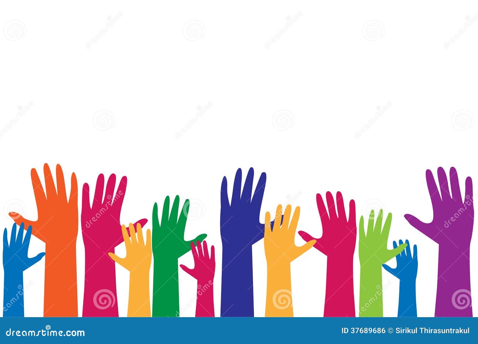 Colorful Hand, Raise Up for Vote Concept Stock Illustration ...