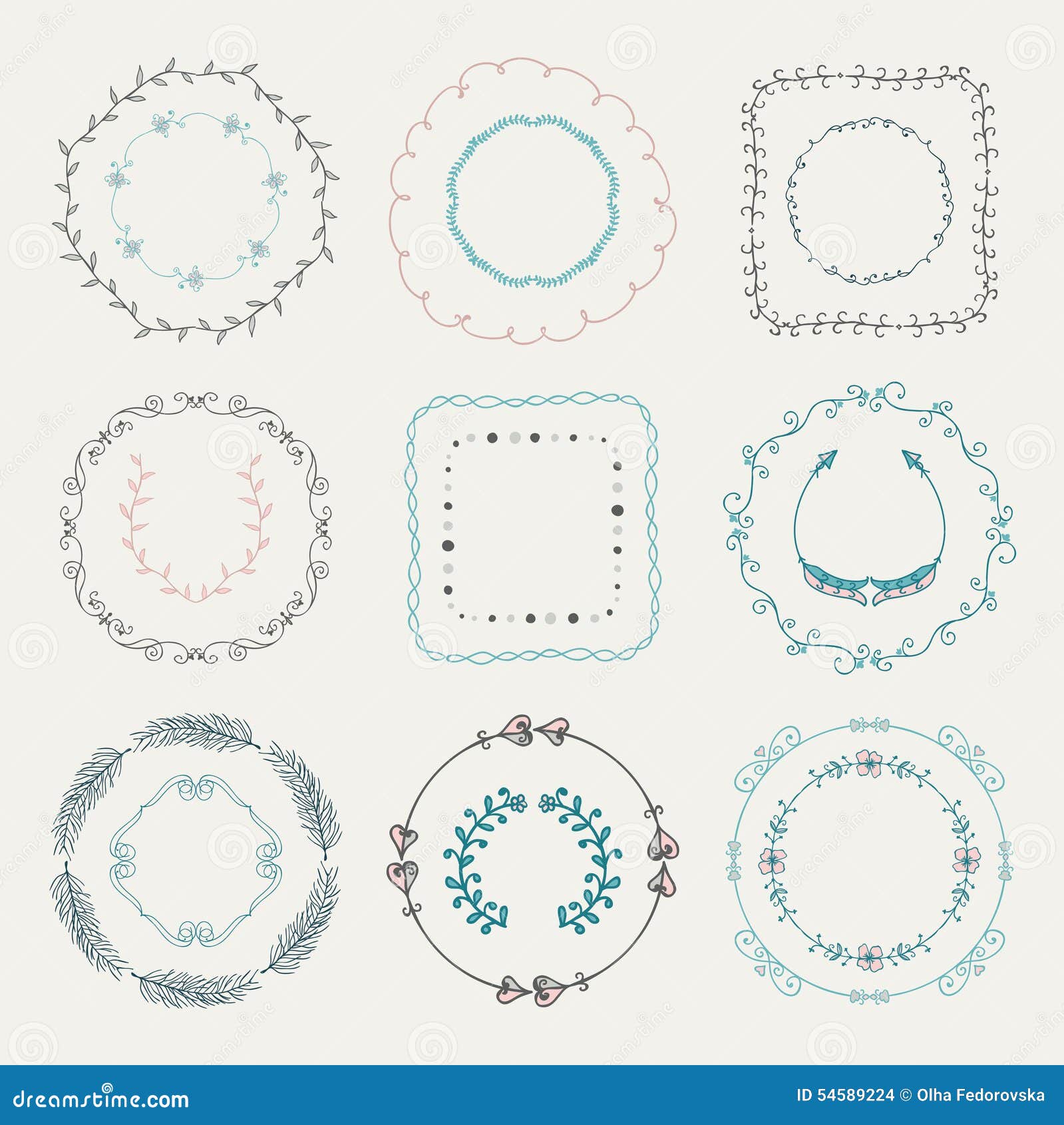 Colorful Hand Sketched Frames, Borders, Design Stock Vector ...