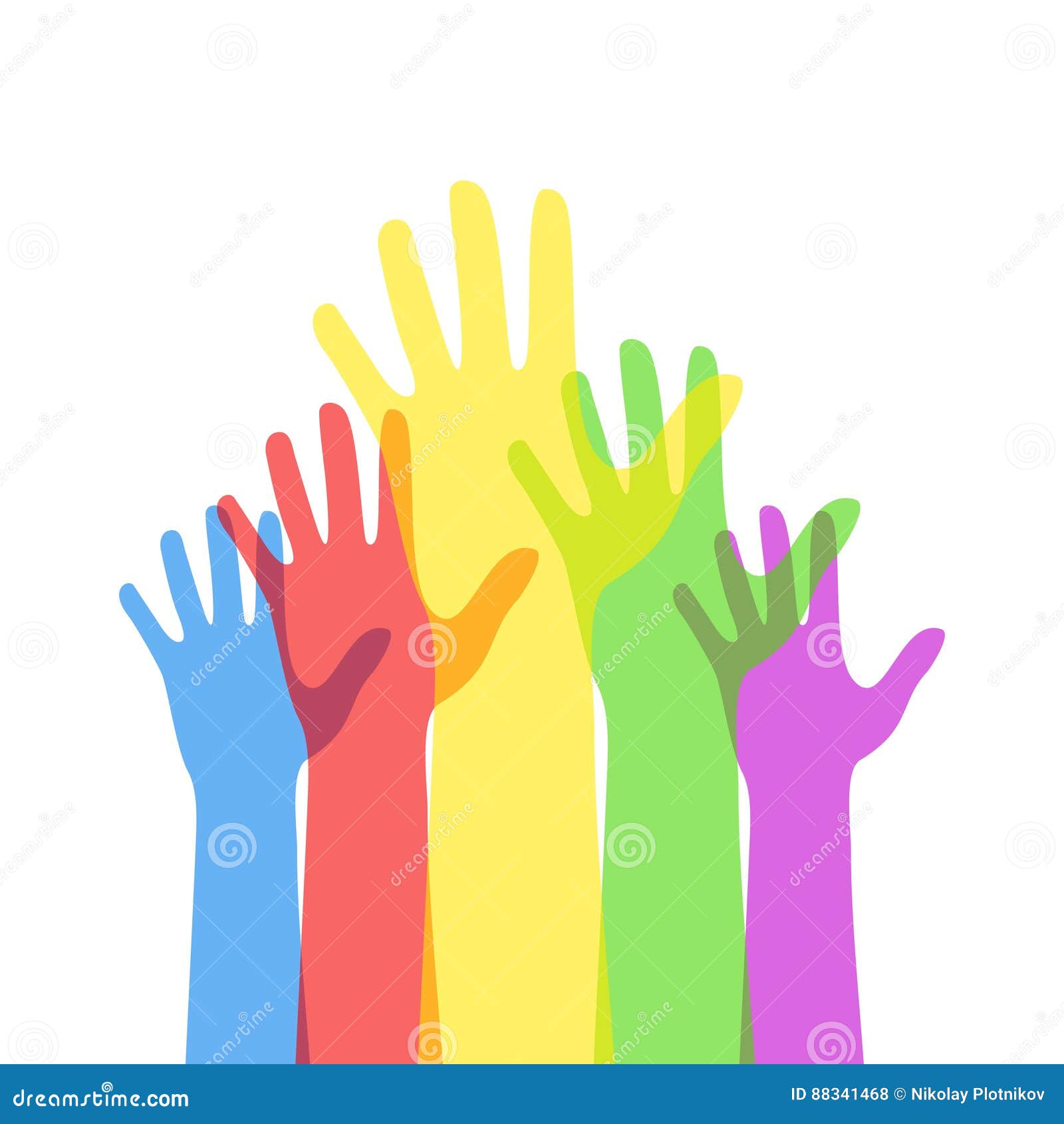 Colorful Hand Up Isolated on White Background. Stock Vector ...