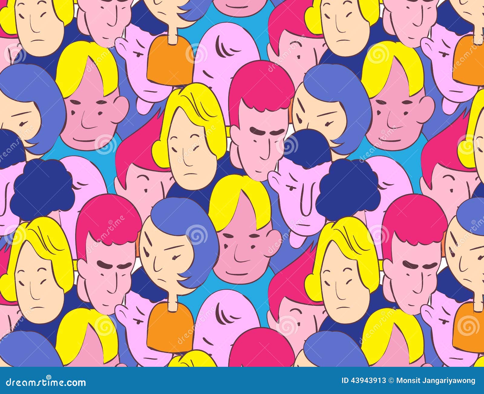 Colorful Handdrawn Style of Crowd Vector Illustration Stock Vector ...