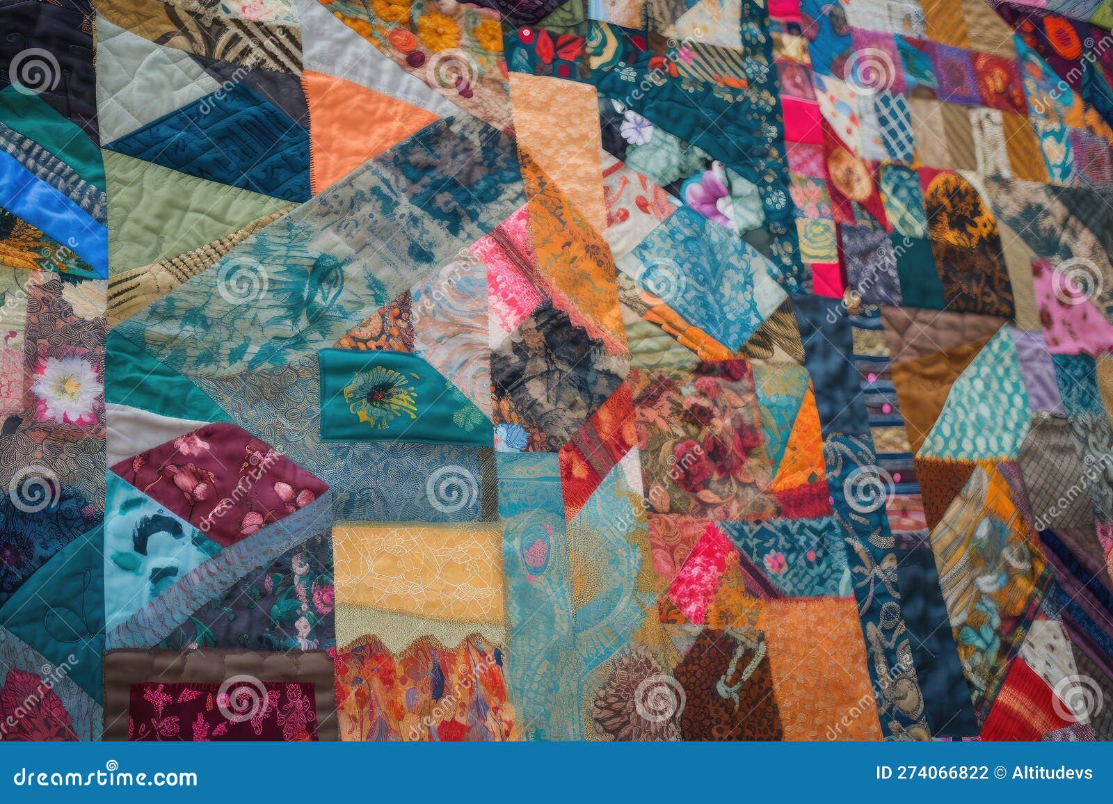 Colorful Handmade Quilt, with a Variety of Textures and Patterns Stock ...