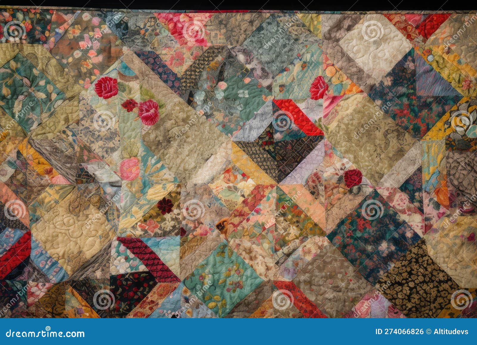 Colorful Handmade Quilt, with a Variety of Textures and Patterns Stock ...