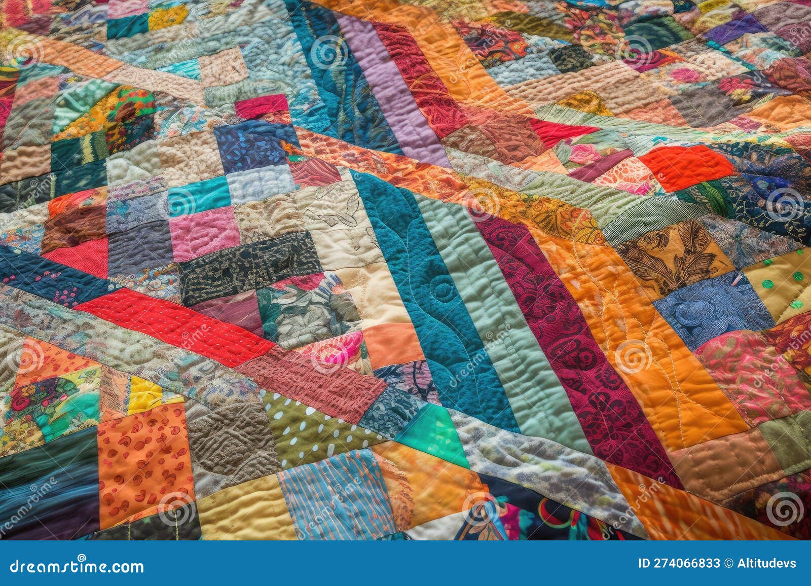 Colorful Handmade Quilt, with a Variety of Textures and Patterns Stock ...
