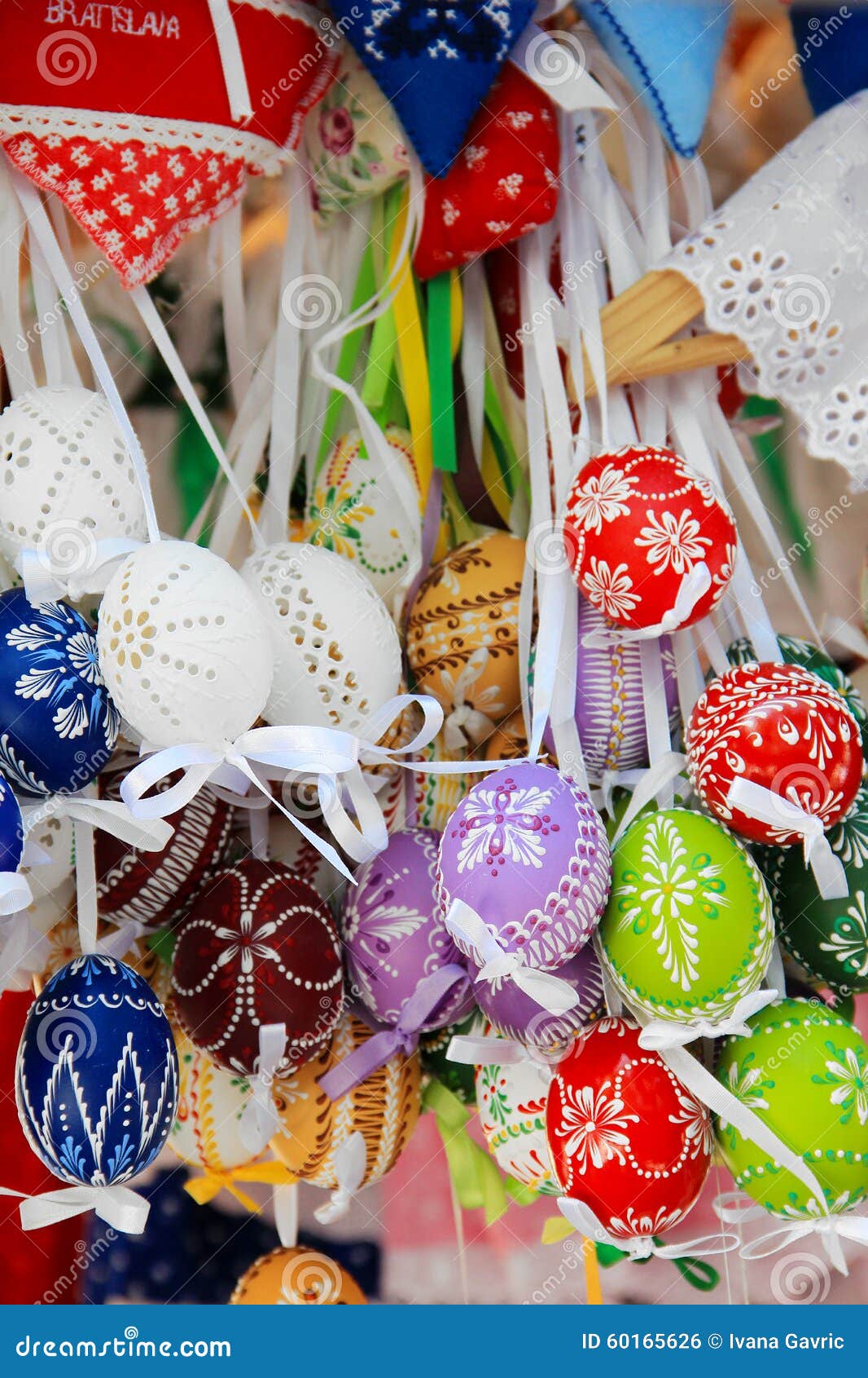 Colorful Handmade Traditional Slovak Easter Eggs Stock Photo - Image of ...