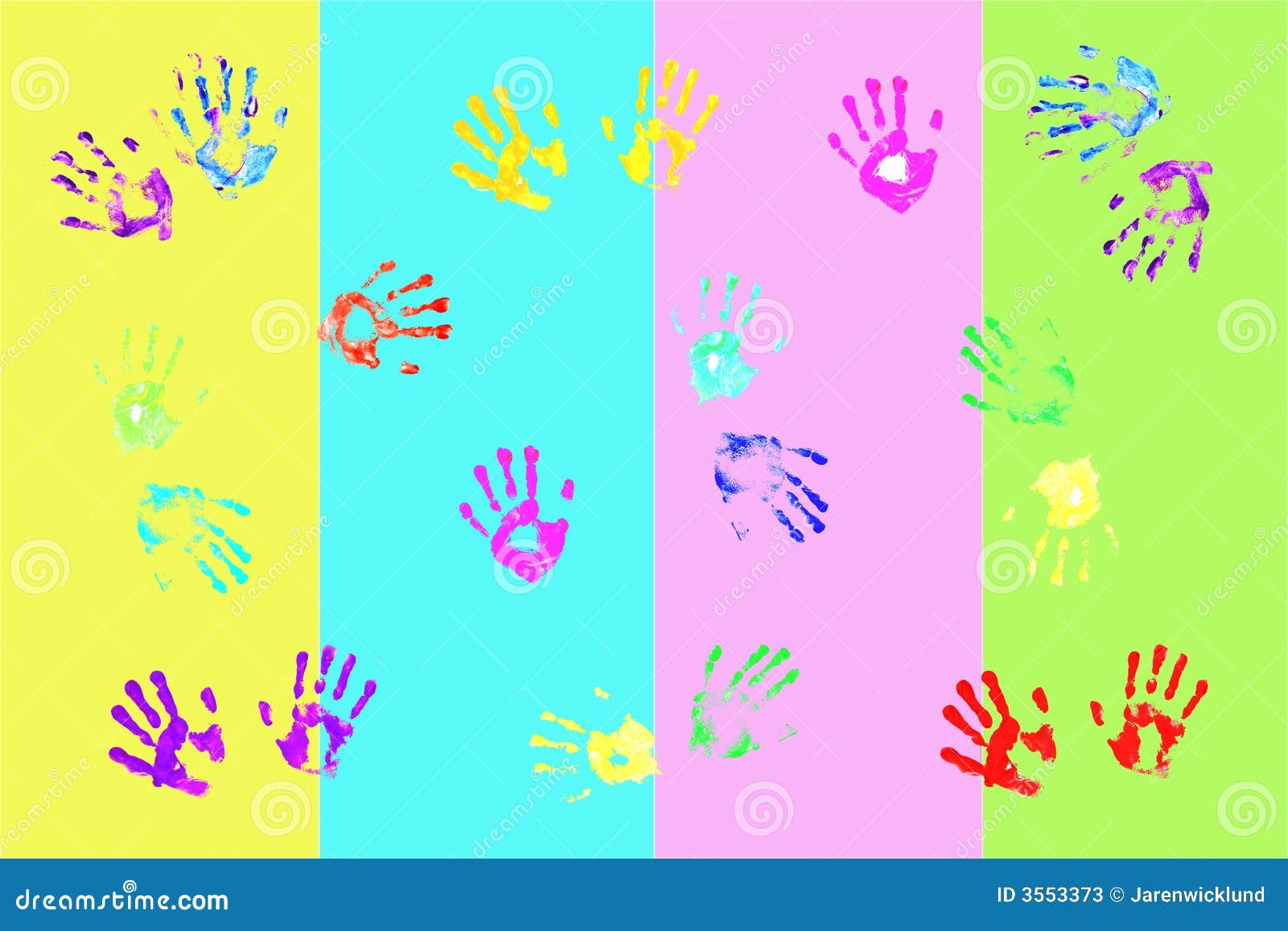 Colorful Handprints by Kids Stock Illustration - Illustration of cute ...