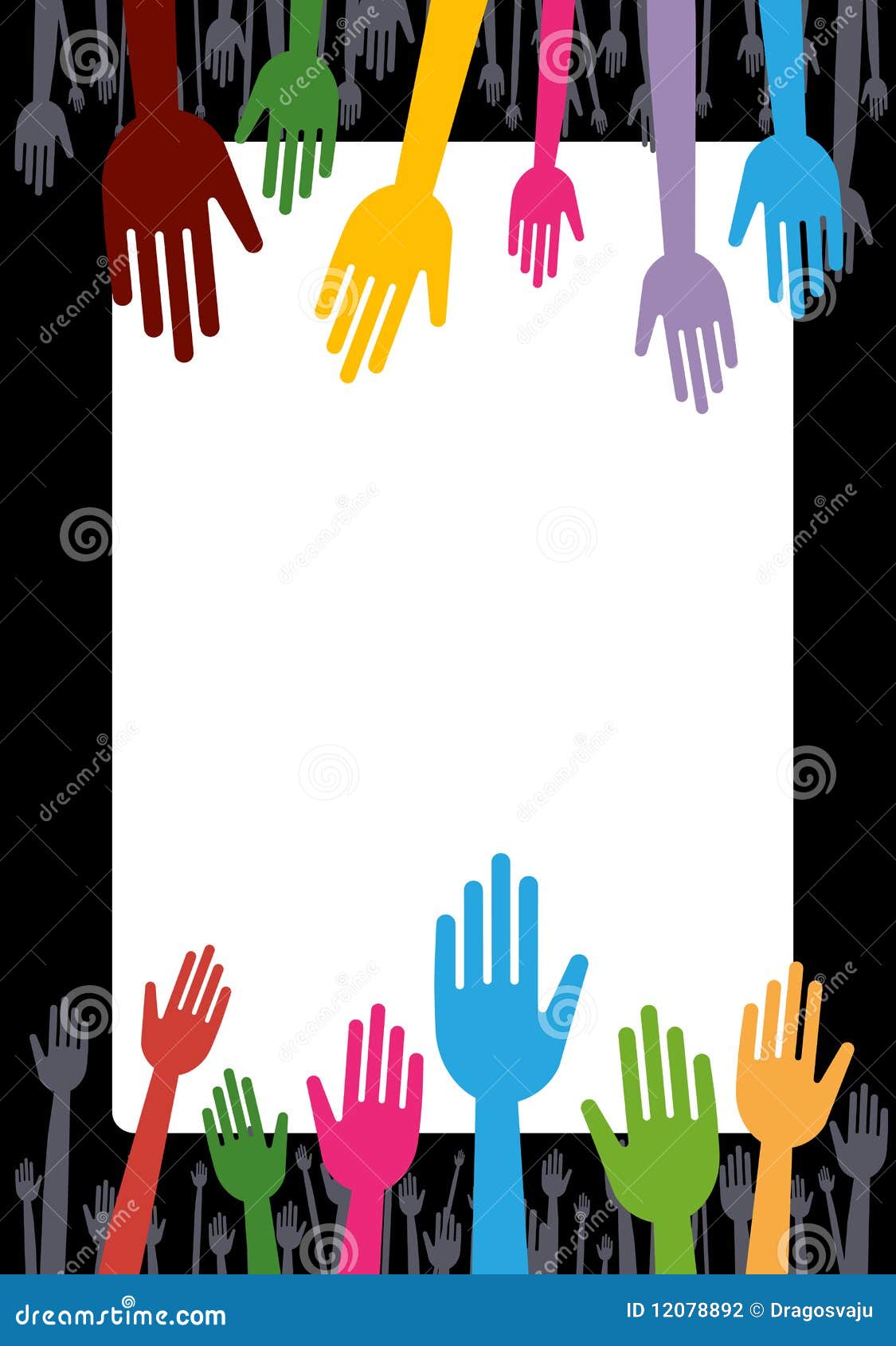 Colorful hands stock vector. Illustration of classroom - 12078892