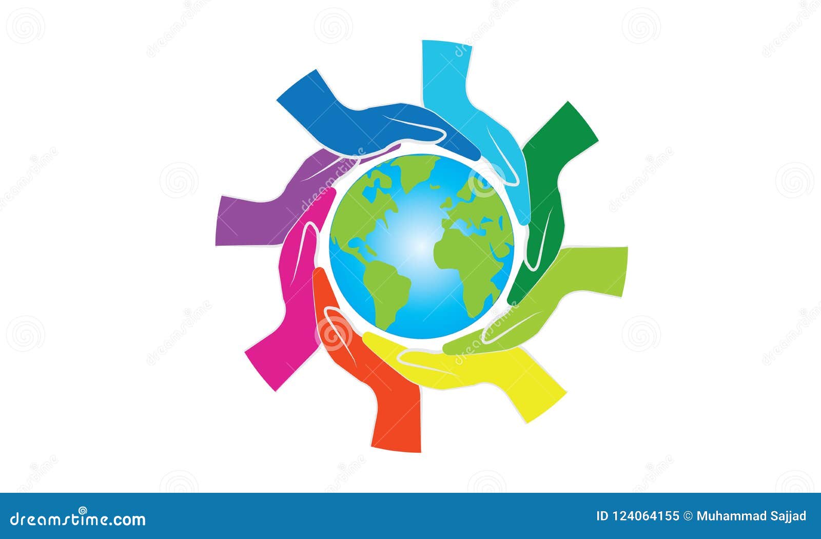 Colorful Hands Around of World and World Help Concept Stock Vector ...