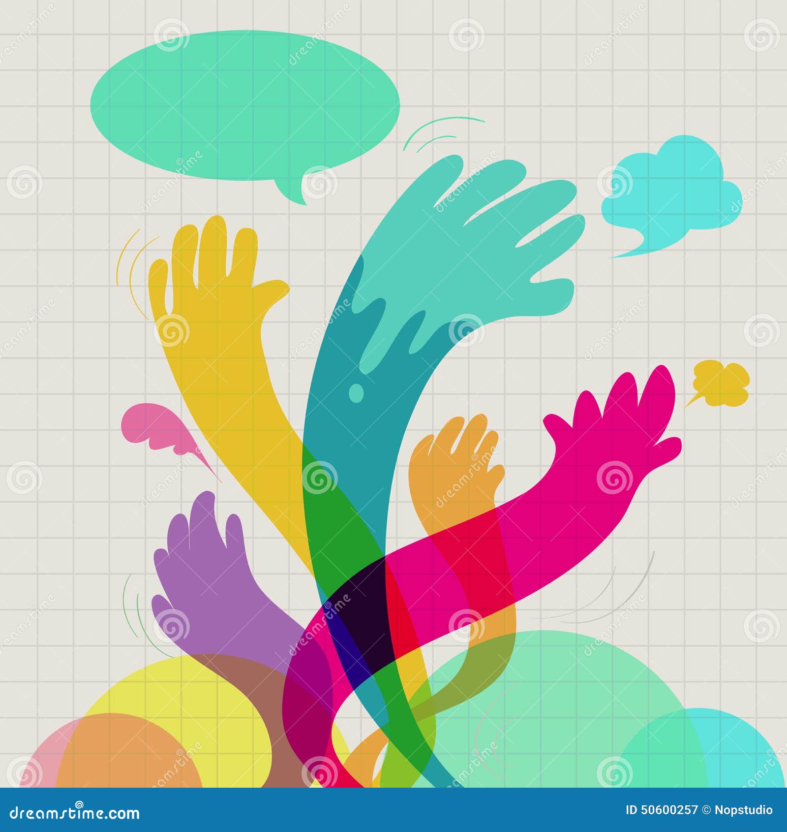 Colorful Hands Communication Stock Vector - Illustration of help ...